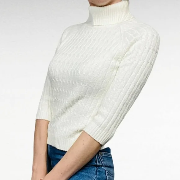 George | Sweaters | Vintage 98s George Ivory Off White Ribbed Knit 34 ...